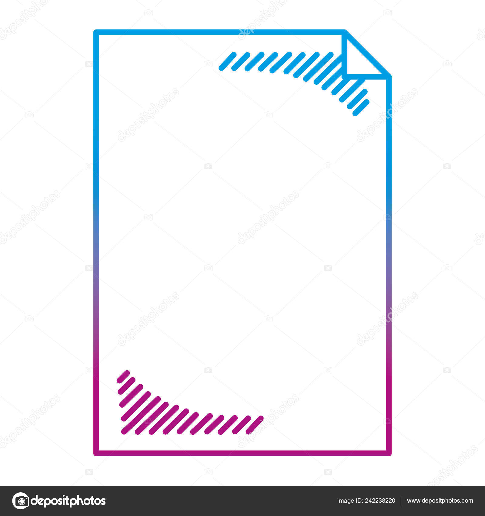 Degraded Line Blank Sheet Paper Object Icon Vector Illustration Stock ...