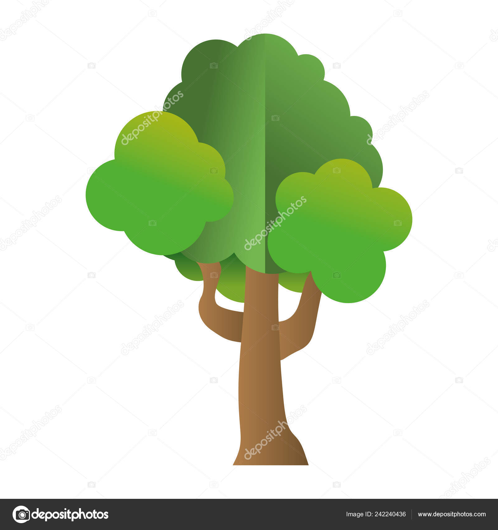 Nature Tree Stalk Branches Leaves Vector Illustration — Stock Vector ...