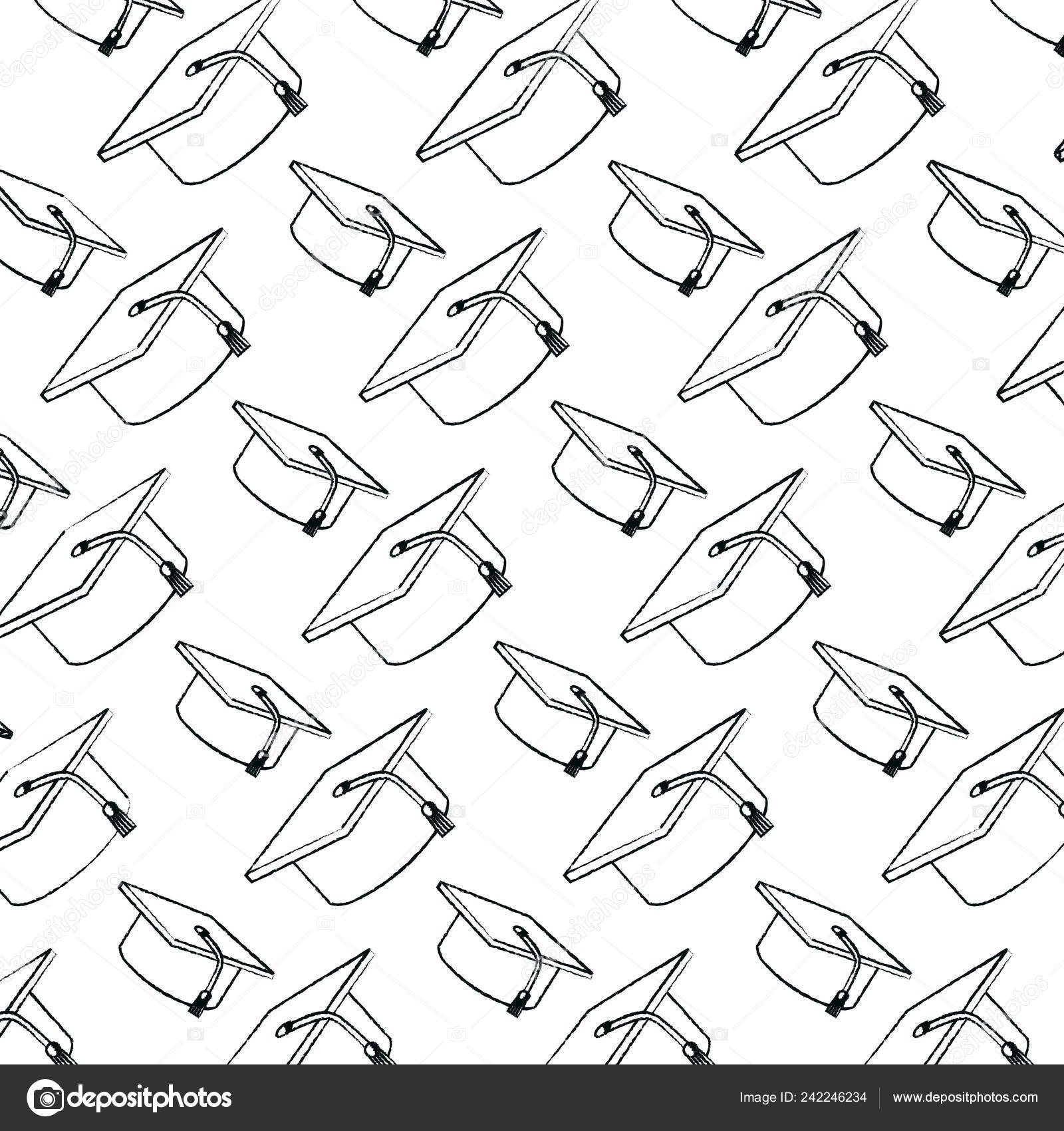 Grunge Graduation Cap Style Ceremony Background Vector Illustration ...