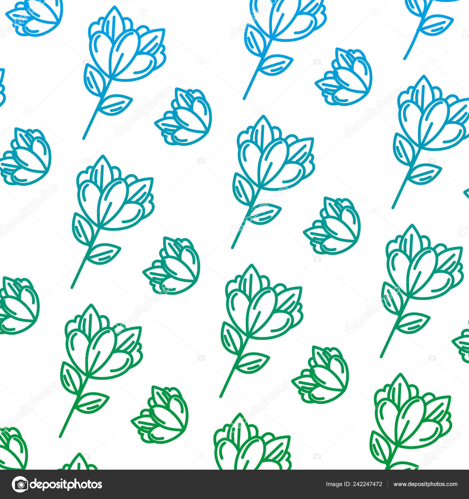 Degraded Line Exotic Flower Plant Leaves Background Vector Illustration ...