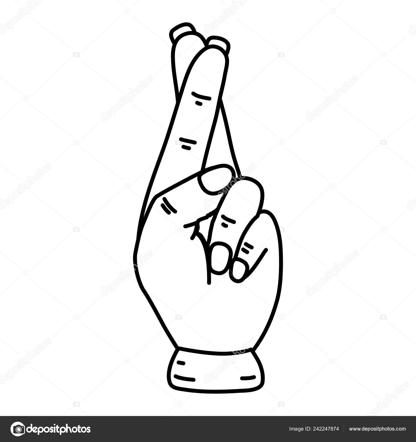Line Good Luck Hand Symbol Gesture Vector Illustration Stock Vector by ...