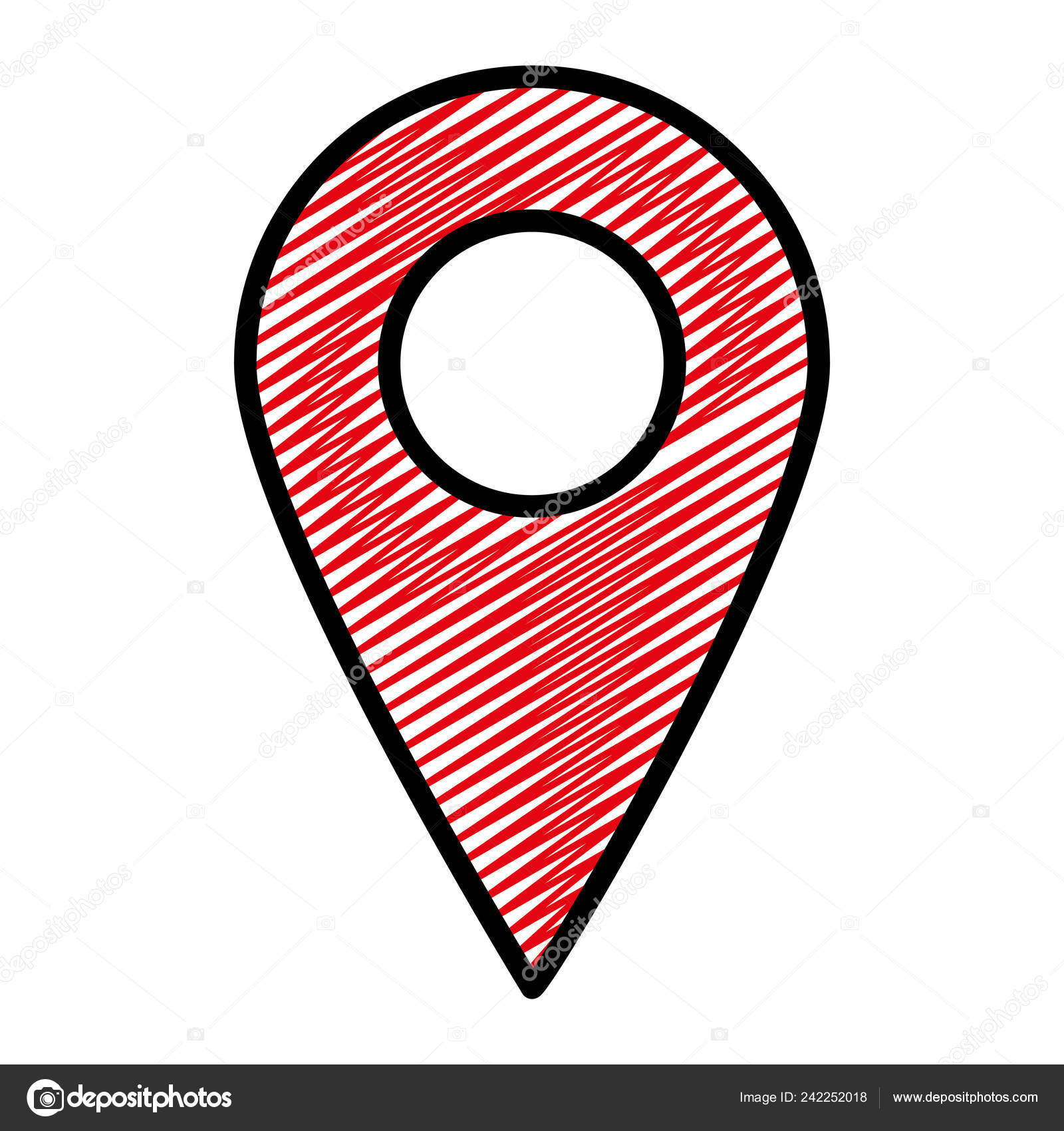 Doodle Emplacement Symbole Carte Géographie Direction Vectoriel ...