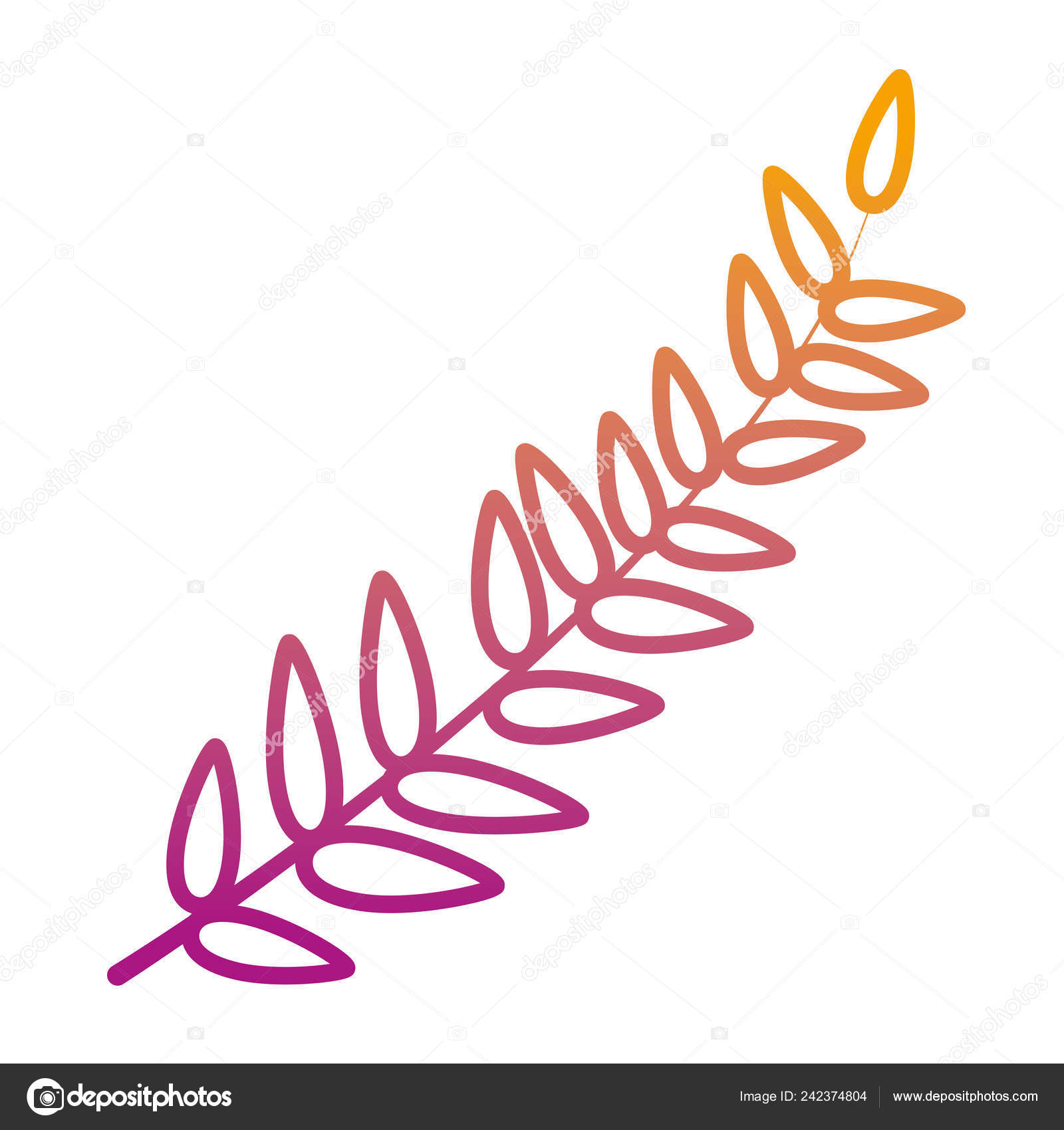 Degraded Line Plant Exotic Branch Leaves Design Vector Illustration ...