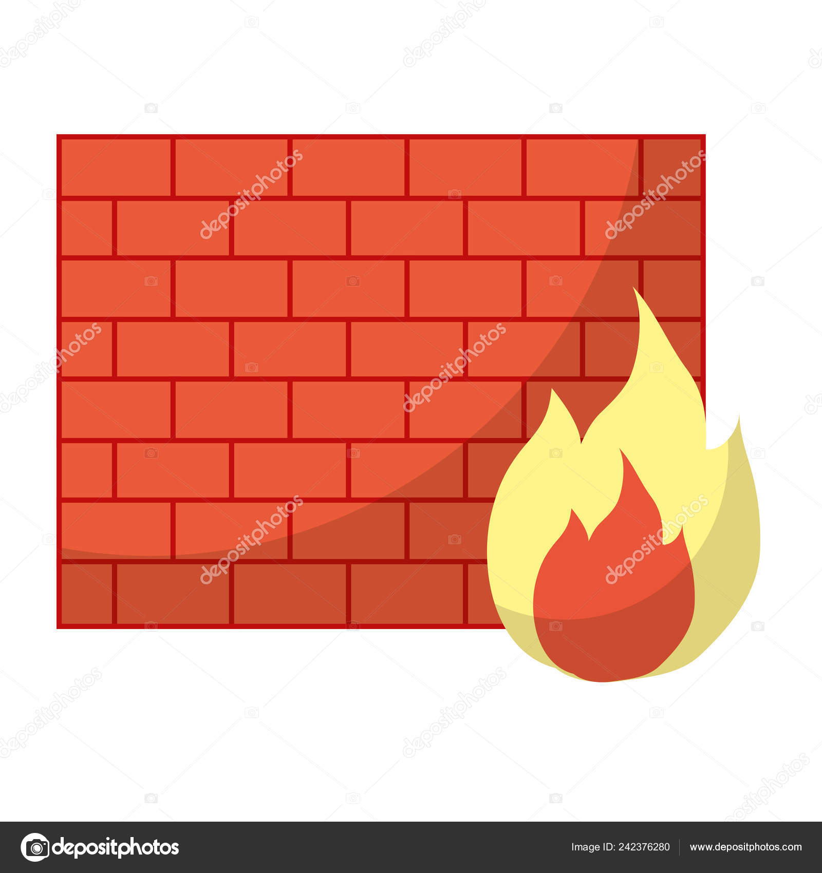 Structure Brick Wall Caution Fire Vector Illustration Stock Vector ...