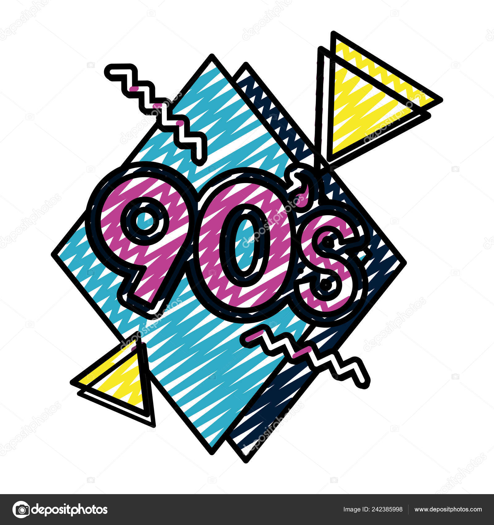 Doodle Trendy Retro 90S Art Style Vector Illustration Stock Vector ...