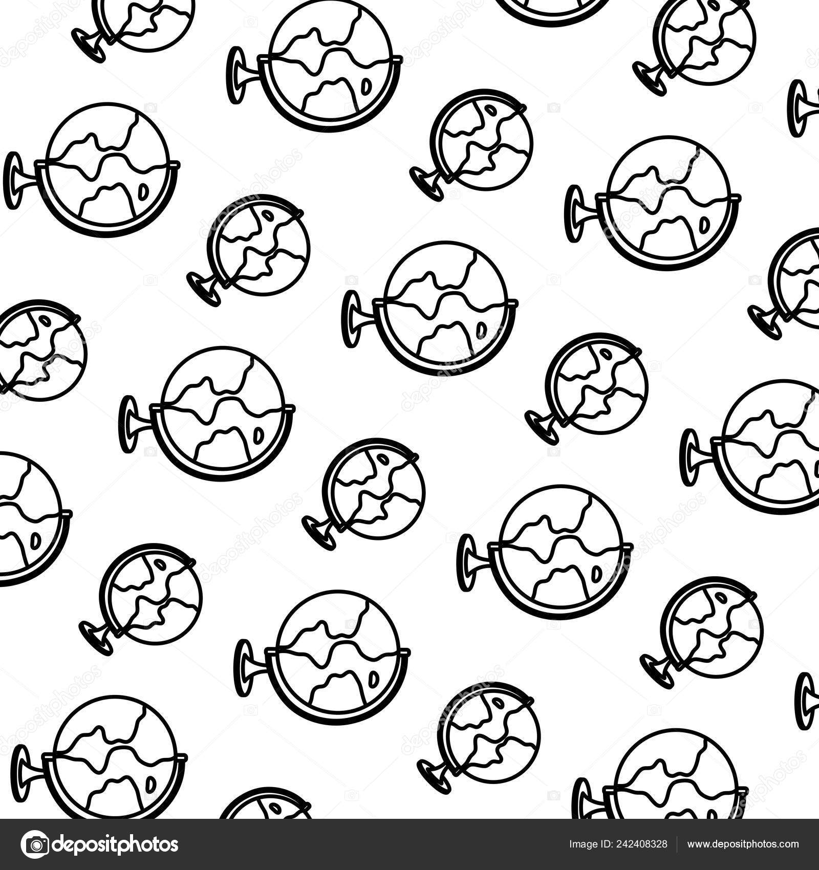 Line Earth Planet Map Desk Background Vector Illustration Stock Vector ...