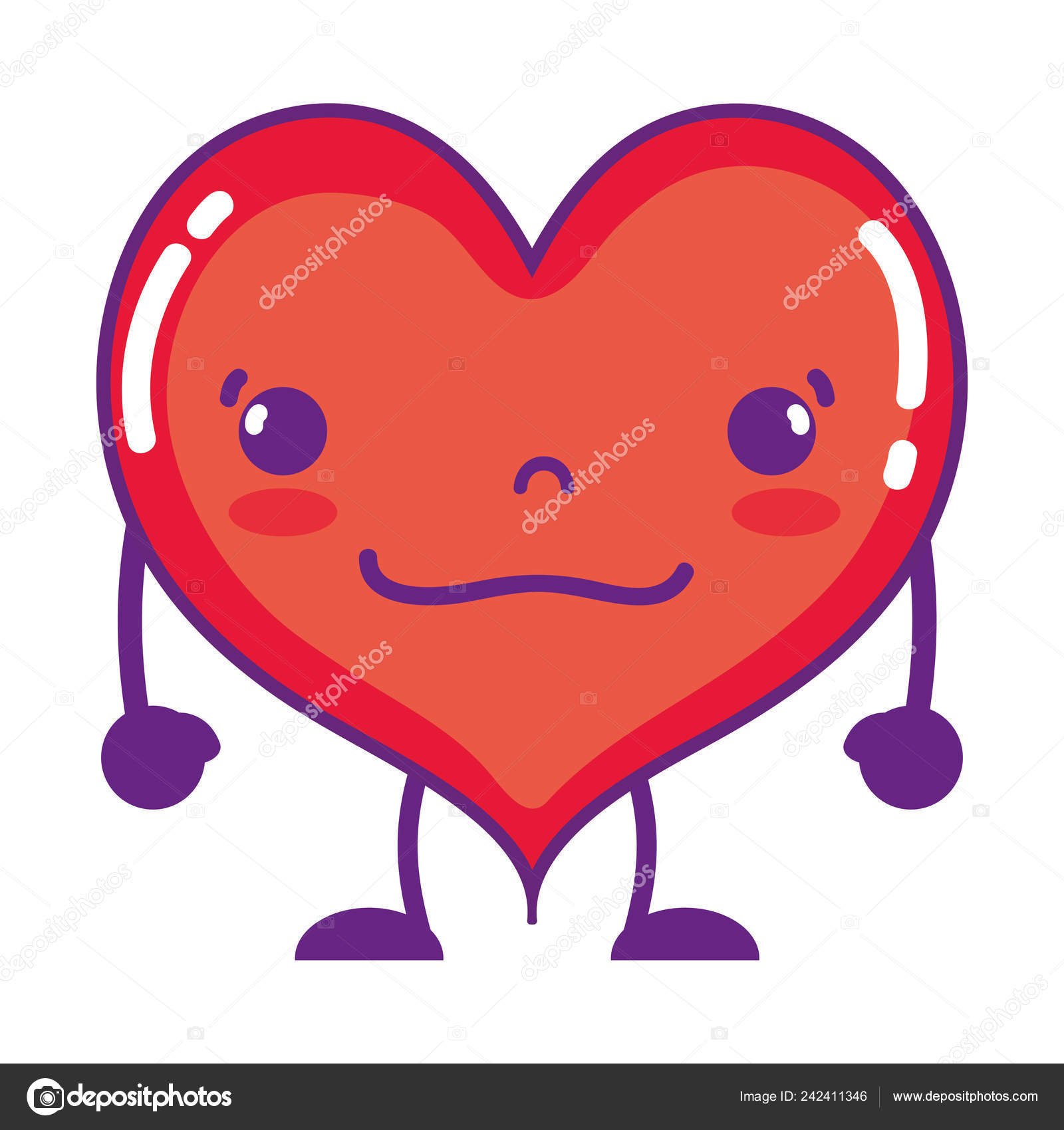 Kawaii Curious Heart Arms Legs Vector Illustration Stock Vector by ...