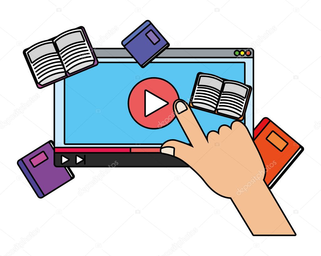 elementos de educación en línea dibujos animados vector ilustración ...