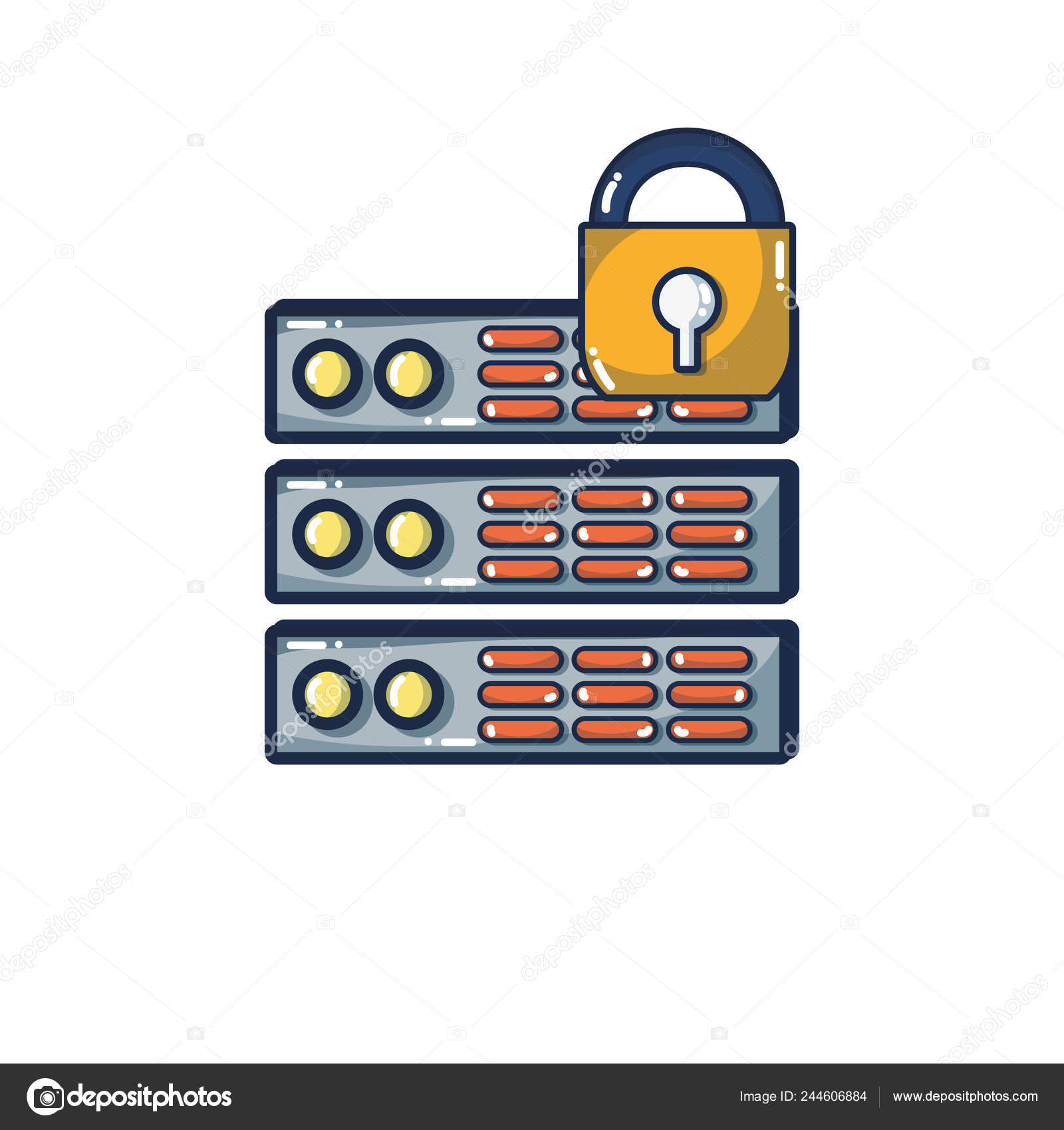 Web Hosting Padlock Data Center Base Theme Isolated Design Vector Stock Vector by ©stockgiu ...