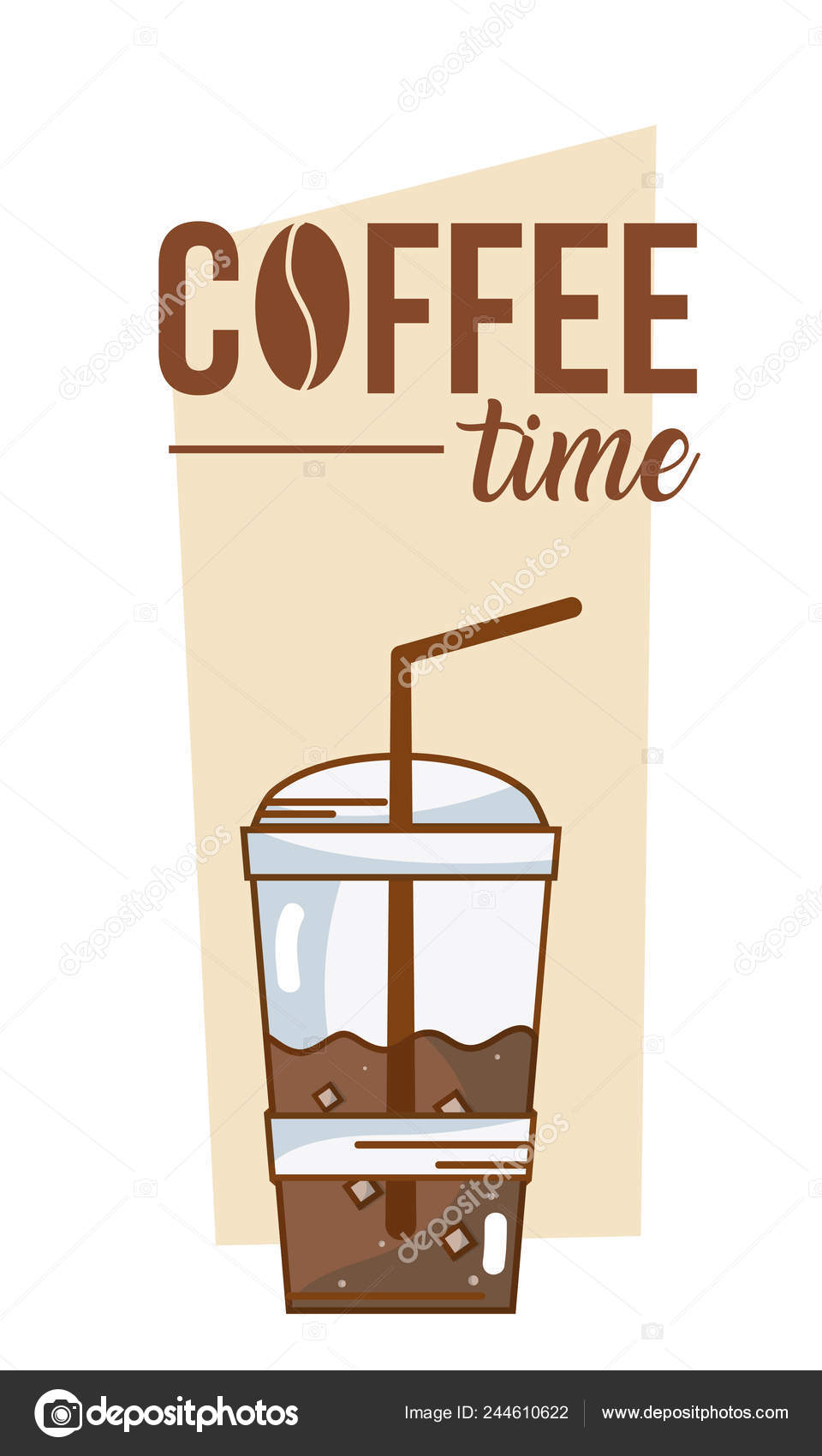 Coffee Time Card Cold Coffee Cup Vector Illustration Graphic Design ...