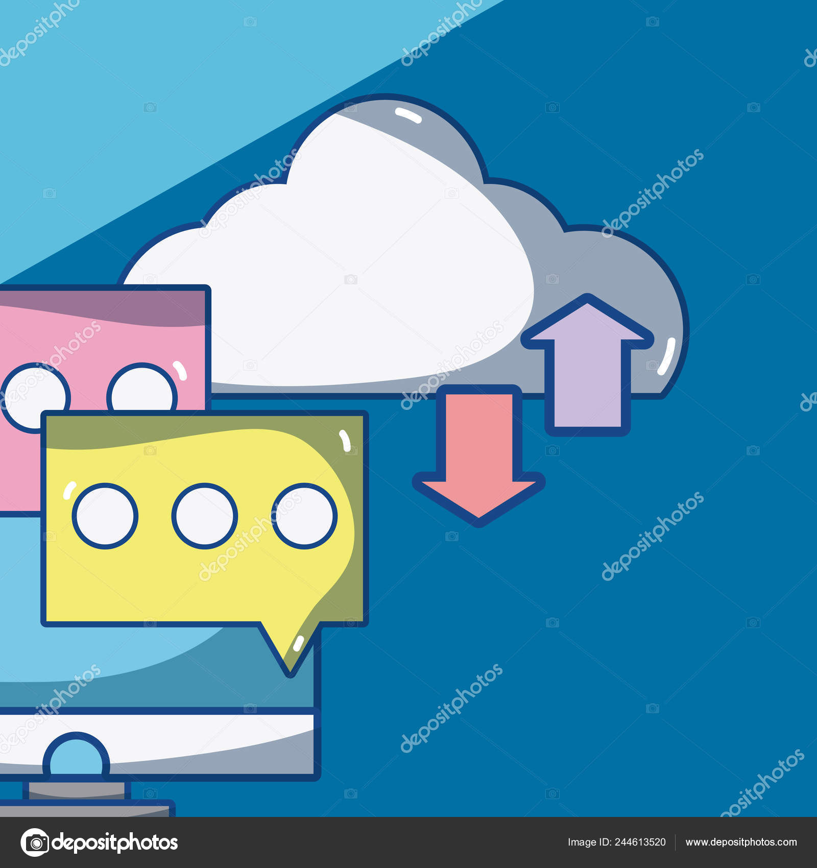 Cloud Computing Cartoons Elements Vector Illustration Graphic Design ...