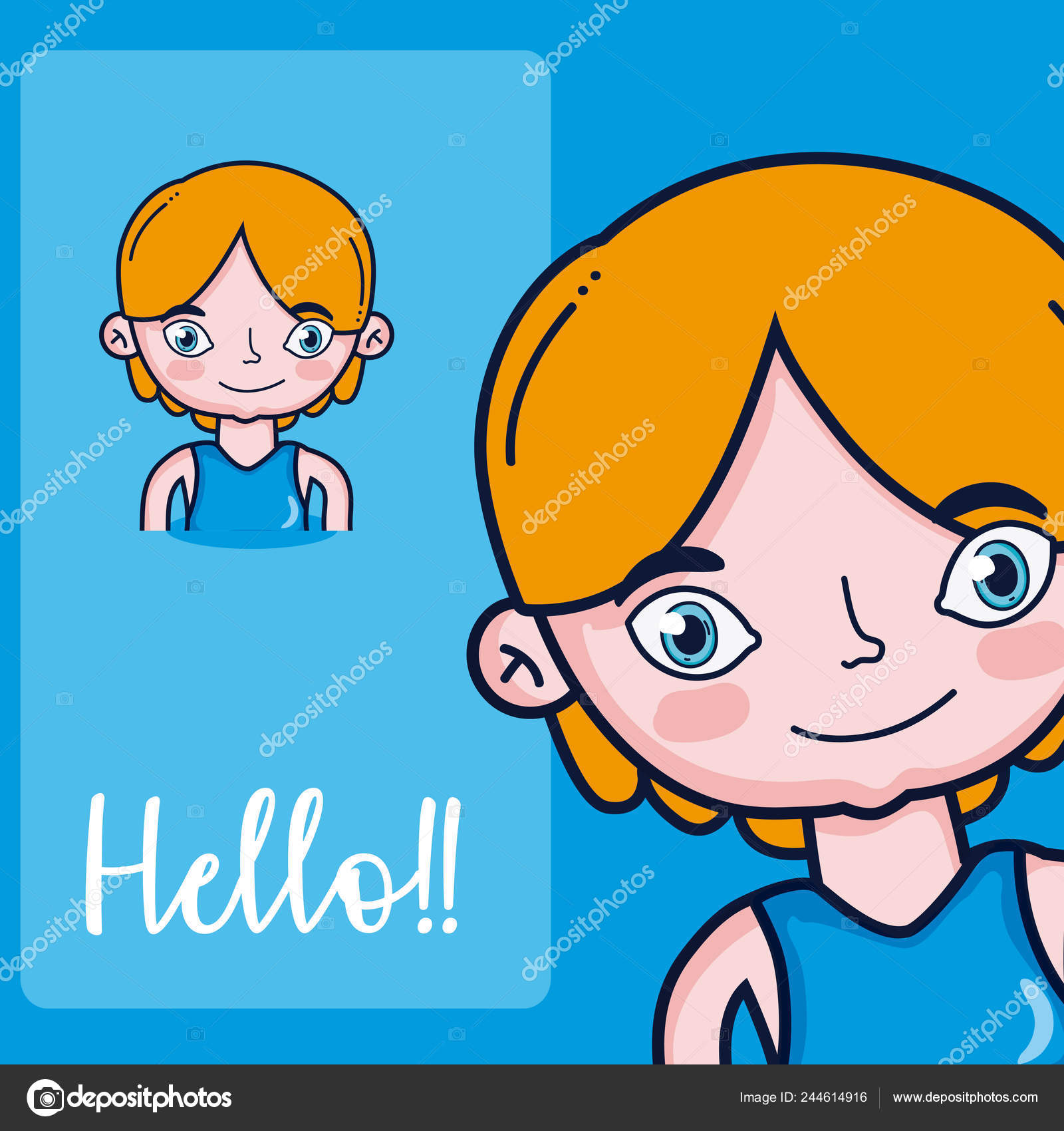 Cute Boy Saying Hello Cartoon Vector Illustration Graphic Design Stock ...