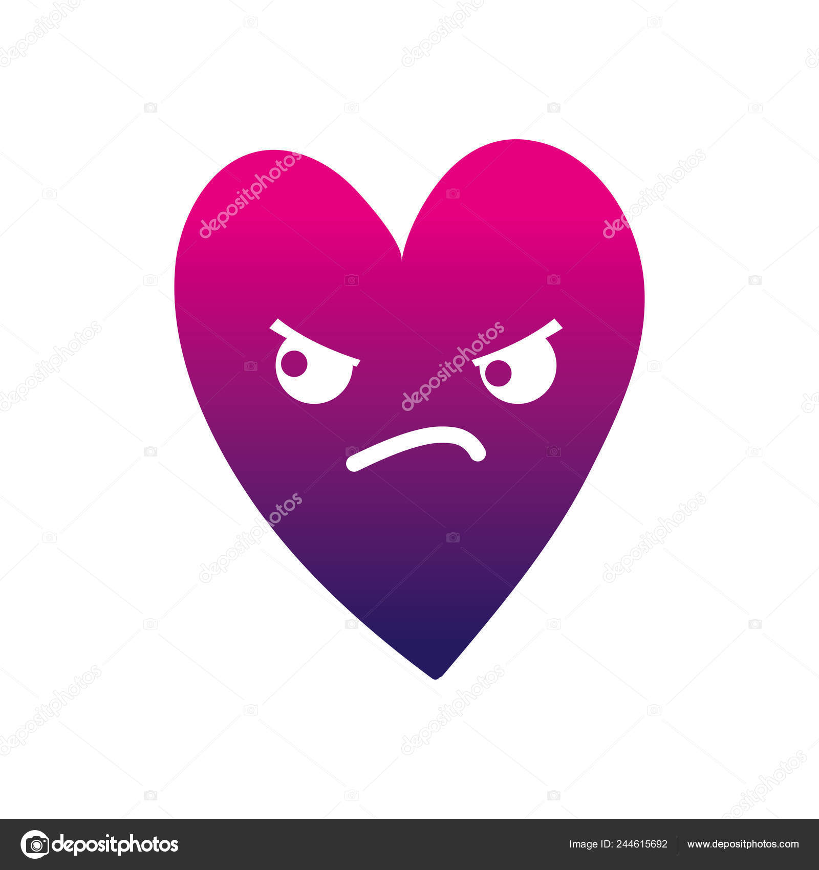 Silueta Roztomilý Zlost Srdce Kawaii Kreslené Vektorové Ilustrace Stock ...