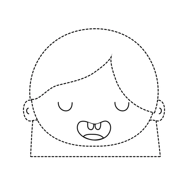 Dotted Shape Smile Avatar Boy Face Hair Vector Illustration Stock ...