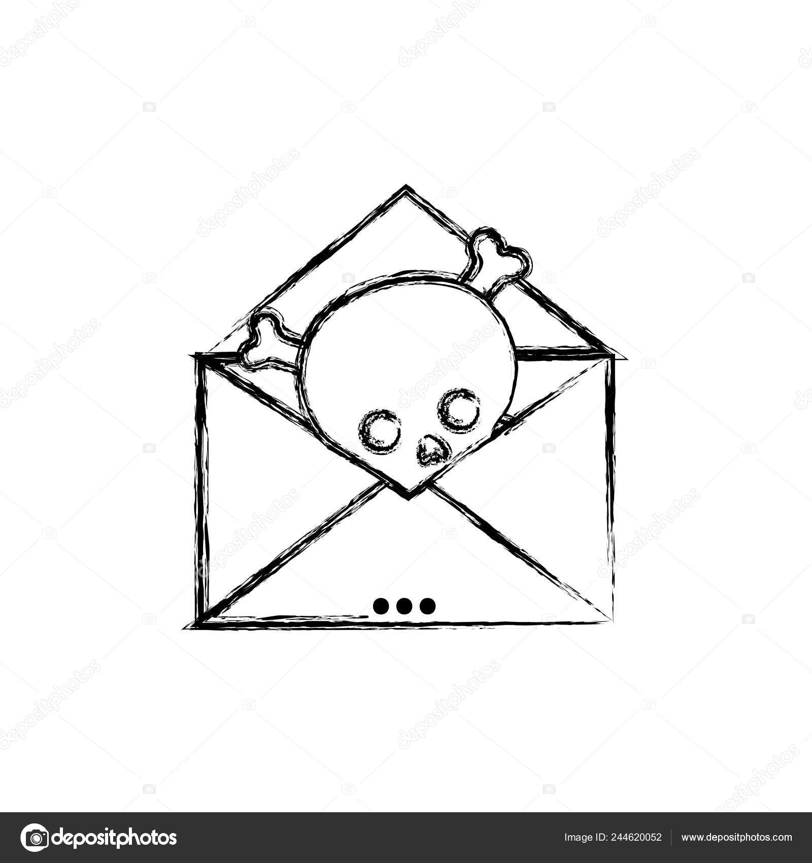 Figure Mail Letter Message Danger Skull Virus Vector Illustration Stock ...