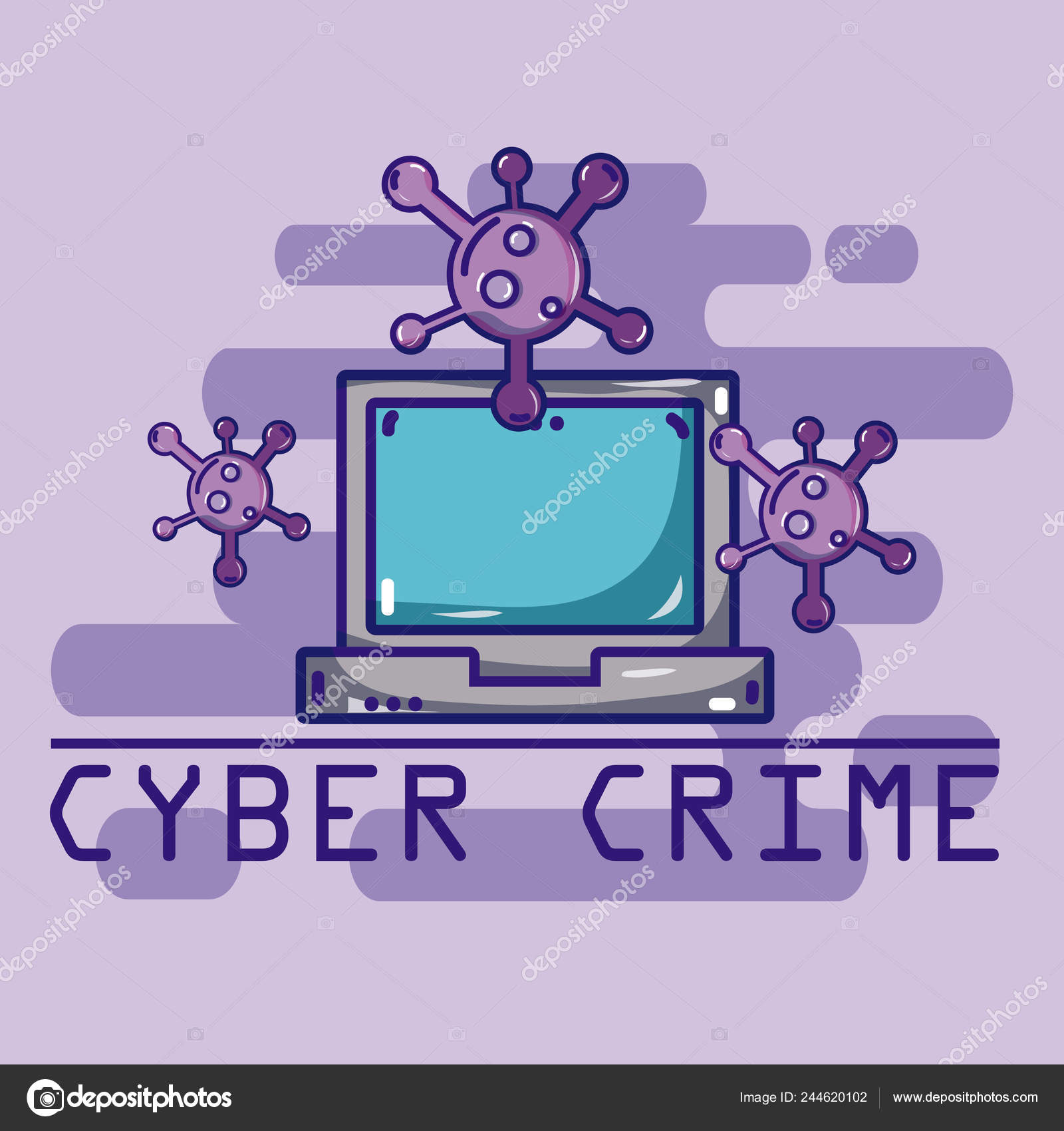 Cyber Crime Cartoons Concept Vector Illustration Graphic Design Stock ...