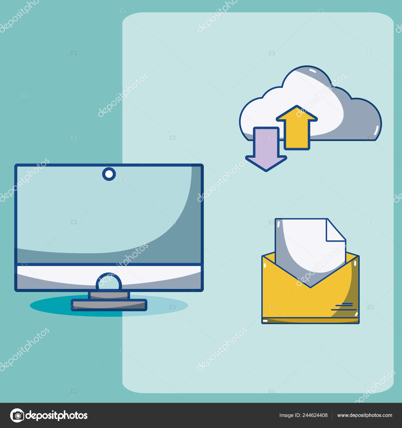 Cloud Computing Dibujos Animados Elementos Vector Ilustración Diseño ...