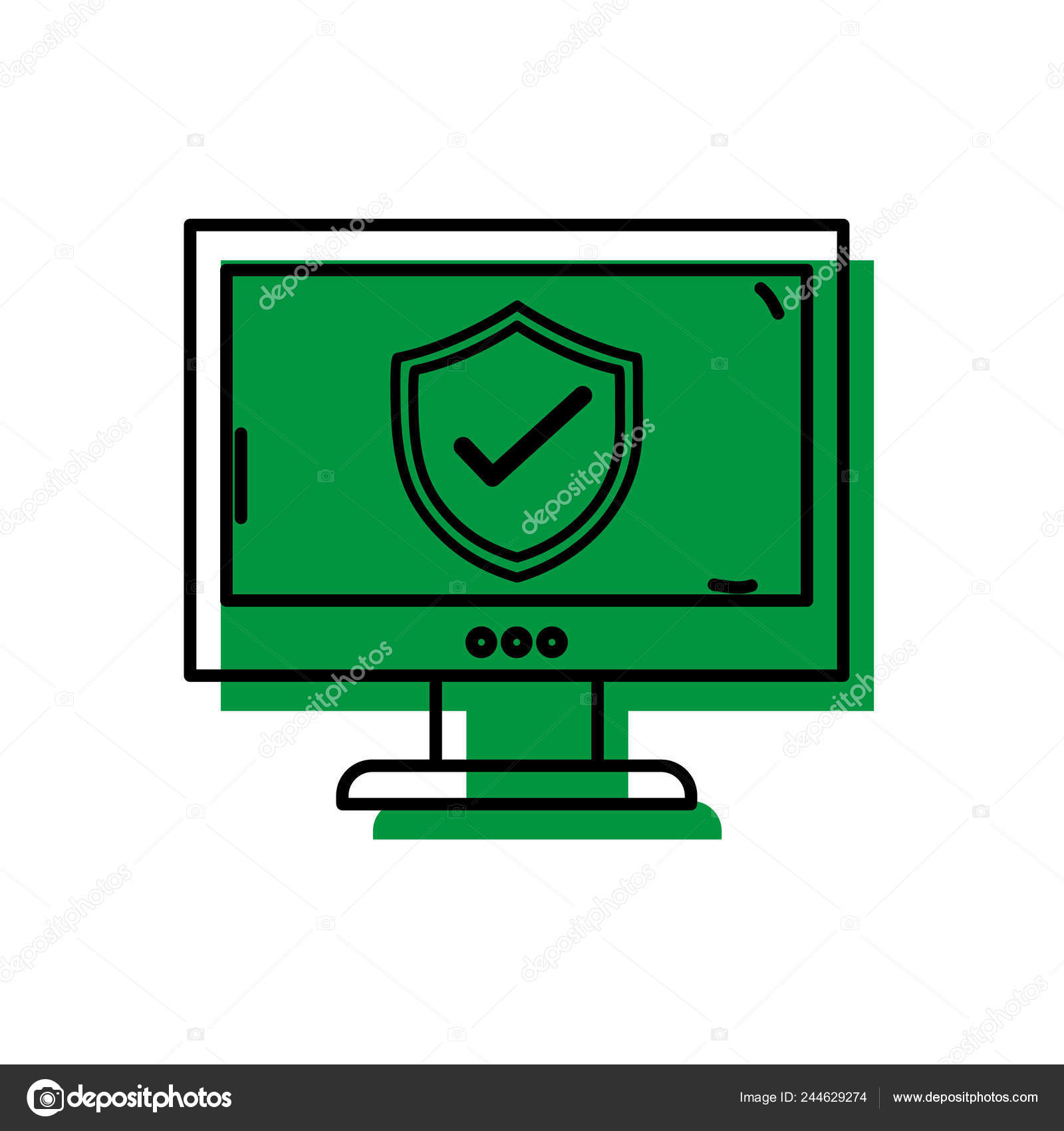 Shield Security Protection Computer Technology Vector Illustration ...