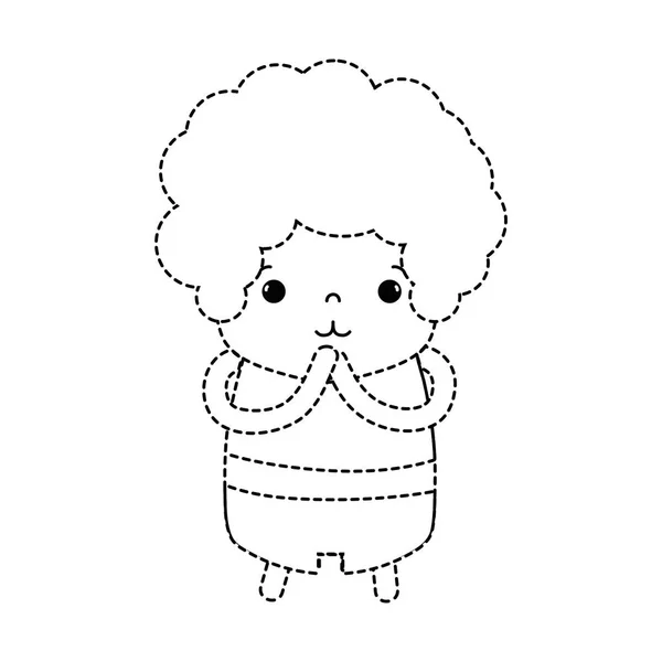 Dotted Shape Boy Head Curly Hair Love Face Vector Illustration Stock ...