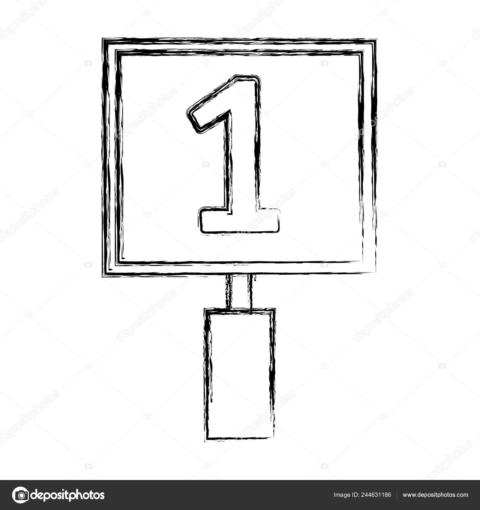 Figure Number One Emblem Symbol Design Vector Illustration Stock Vector ...