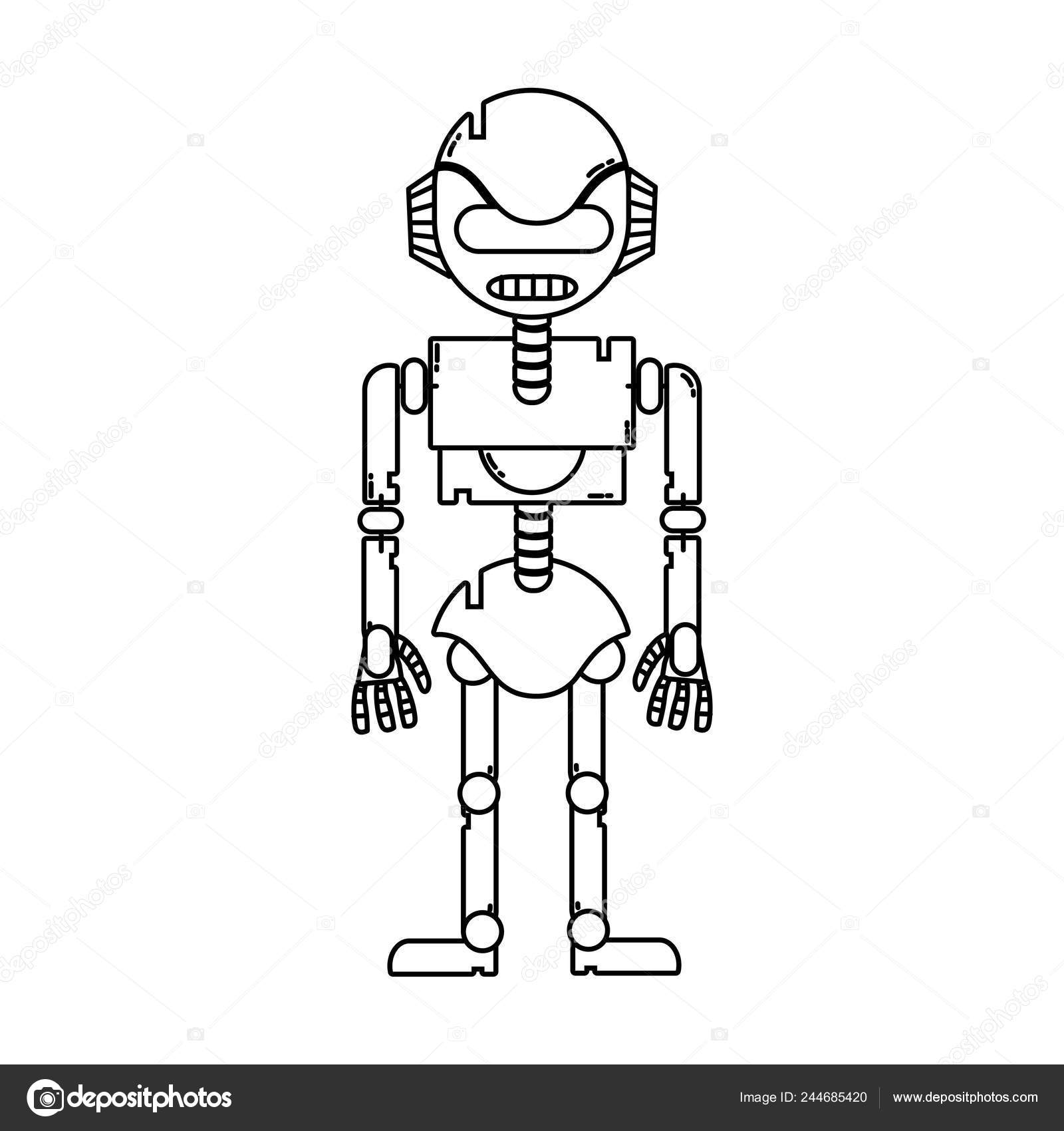 Line Technology Robot Robotic Body Design Vector Illustration Stock ...