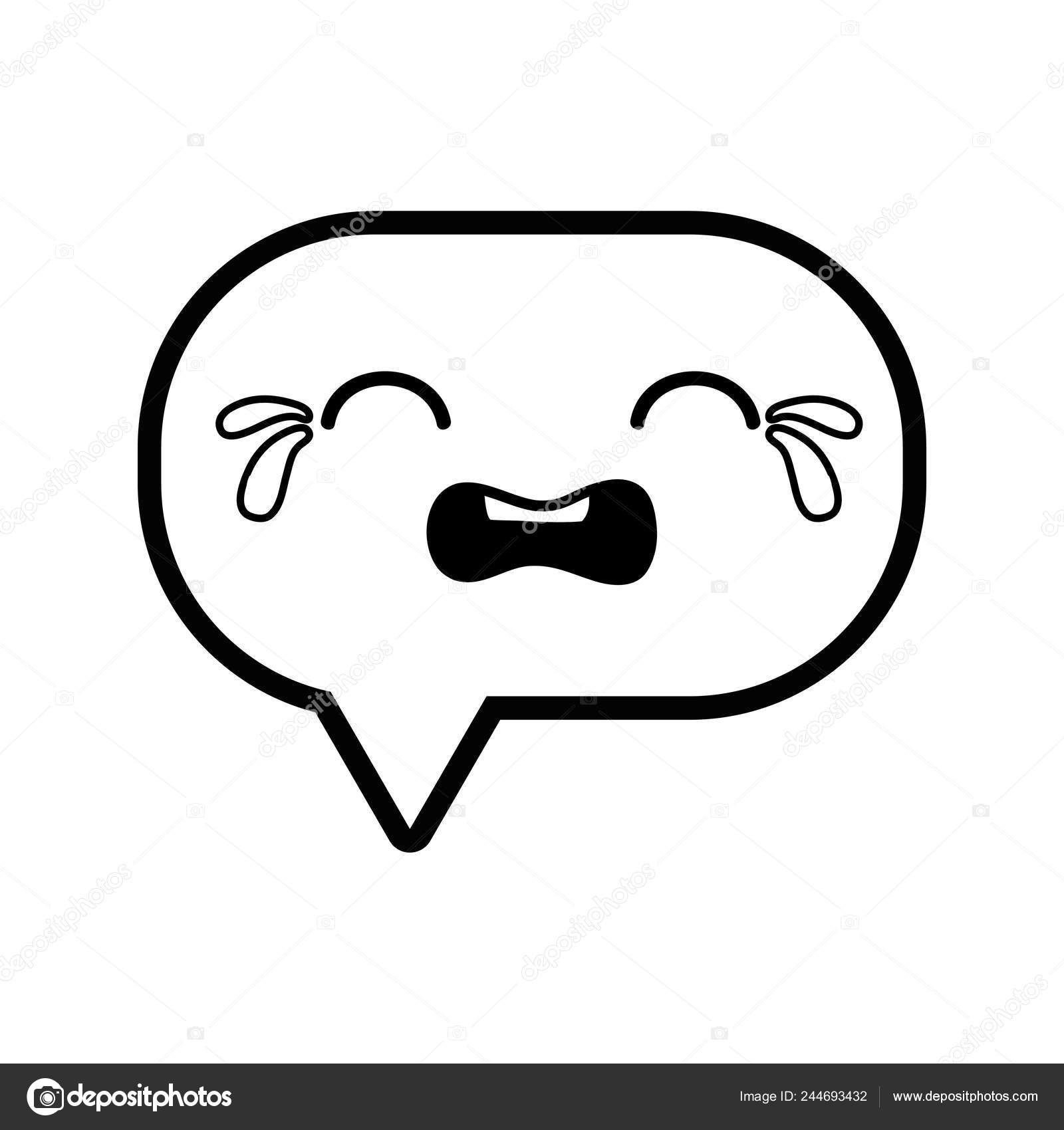 Line Crying Chat Bubble Kawaii Cartoon Vector Illustration Stock Vector ...