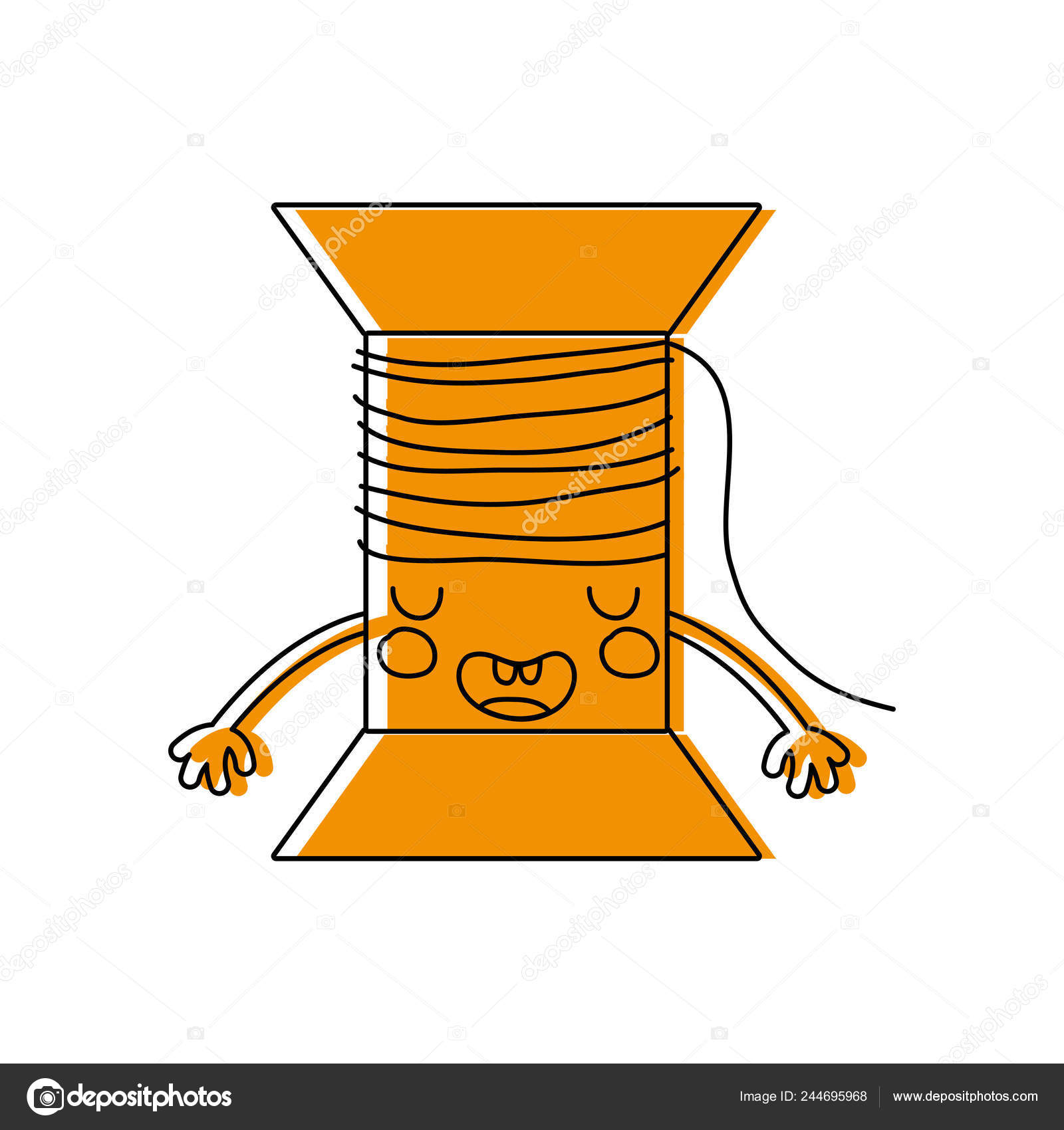 Color Kawaii Cute Funny Thread Object Vector Illustration Stock Vector ...