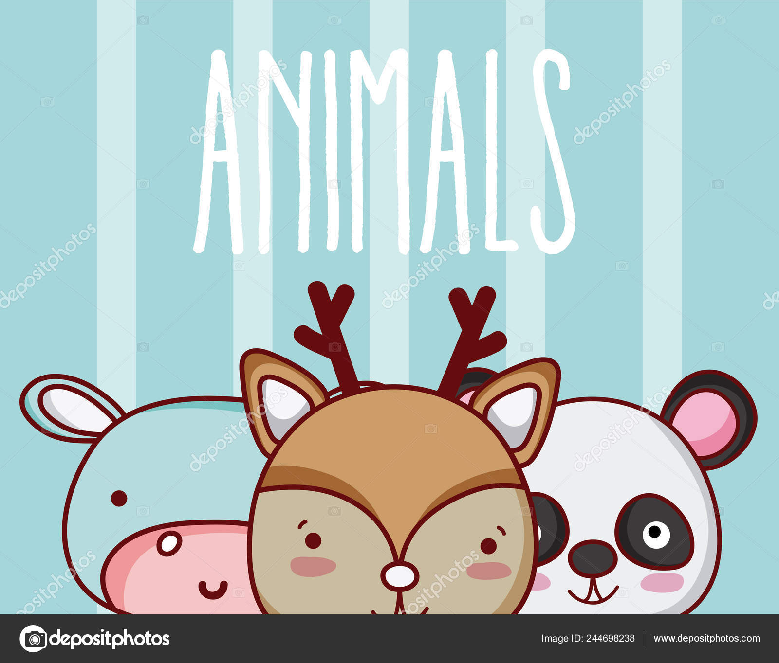 Cute Tender Animals Friends Cartoon Colorful Background Vector ...