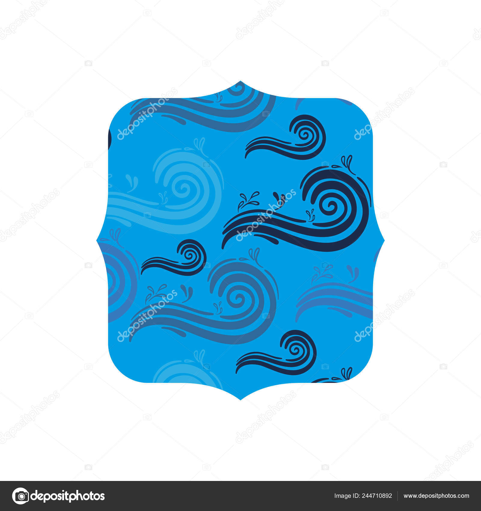 Square Shape Nature Blue Waves Background Vector Illustration — Stock ...