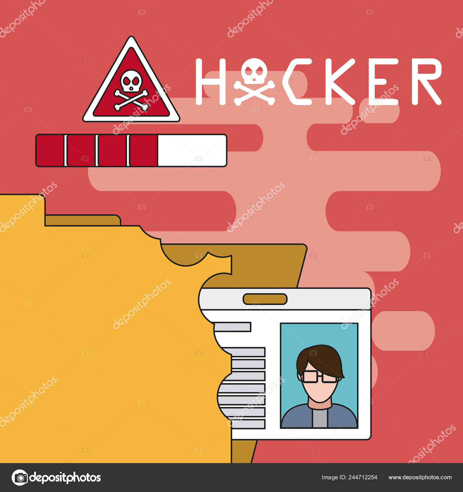 Hacker Cyber Security Folder Documents Vector Illustration Graphic ...
