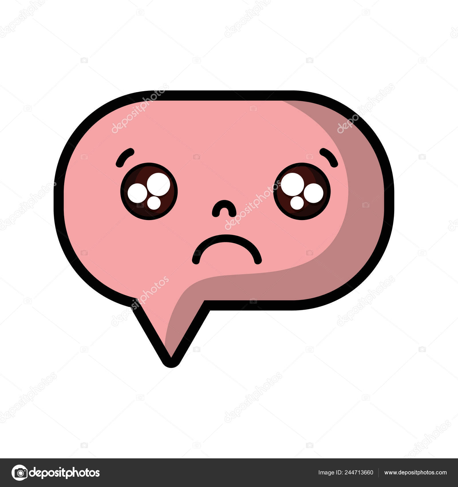 Sad Chat Bubble Kawaii Cartoon Vector Illustration Stock Vector by ...