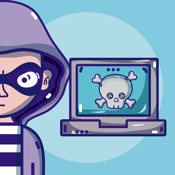 Cyber Crime Cartoons Concept Vector Illustration Graphic Design Stock ...