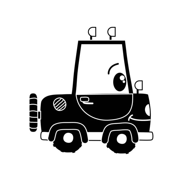 Full Color Kawaii Happy Tractor Vehicle Transport Vector Illustration ...