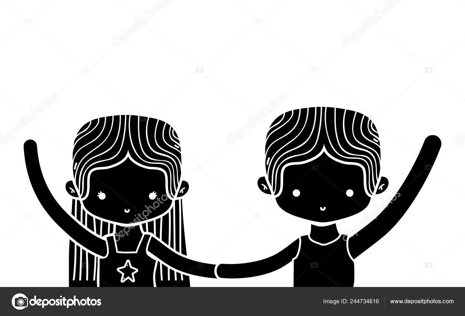 Contour Couple Dancing Practice Performance Ballet Vector Illustration ...