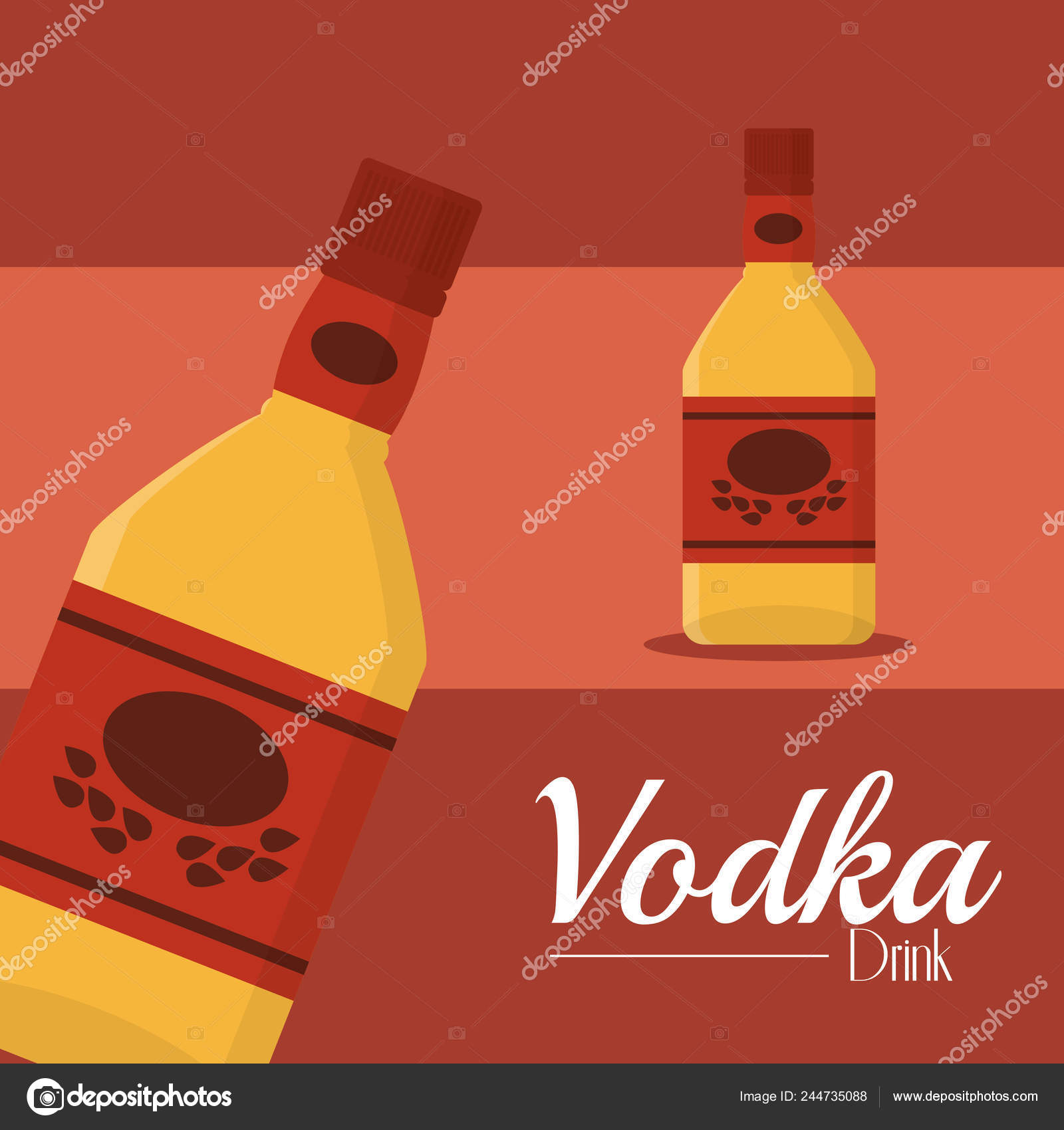 Vodka Drink Bottle Colorful Background Vector Illustration Graphic ...