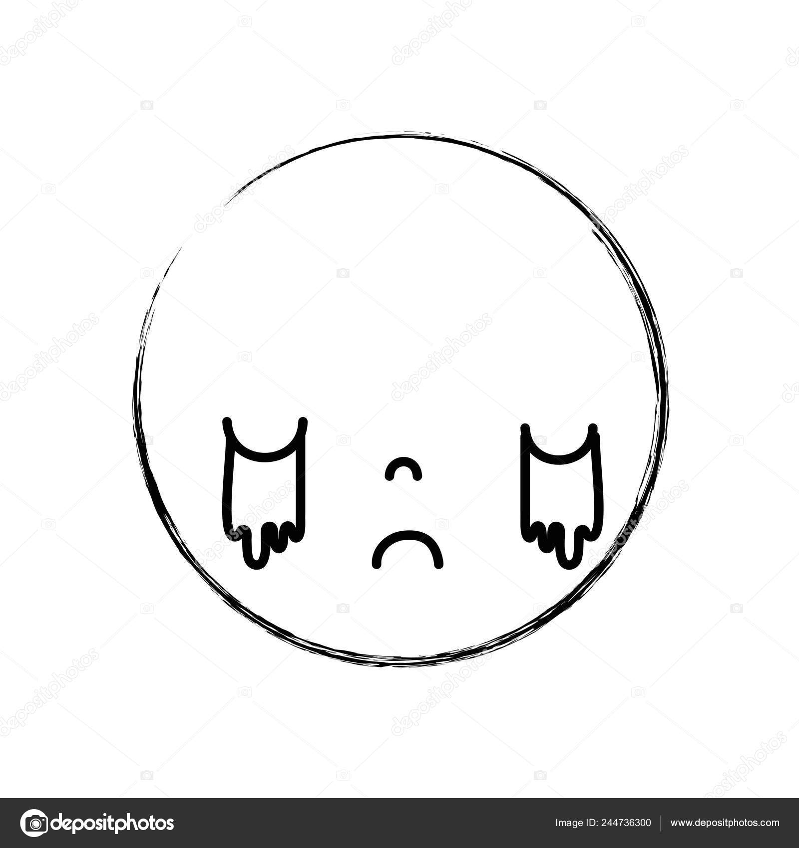 Obrázek Kawaii Hlava Roztomilý Plačící Tvář Vektorové Ilustrace Stock ...