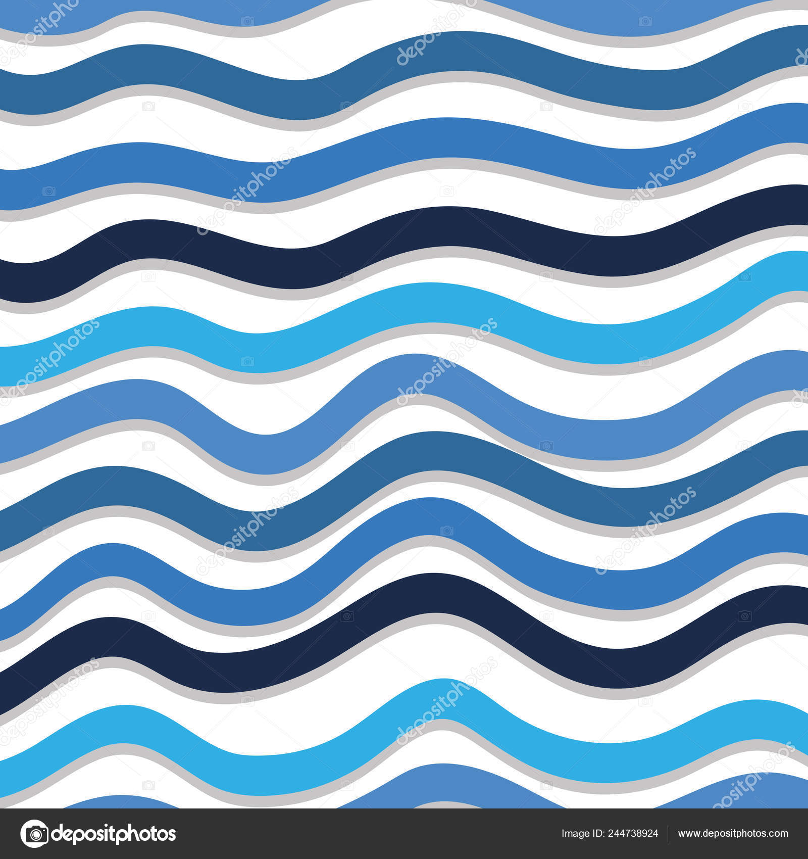 Blue Line Wavy Shapes Pattern Background Vector Illustration Stock ...