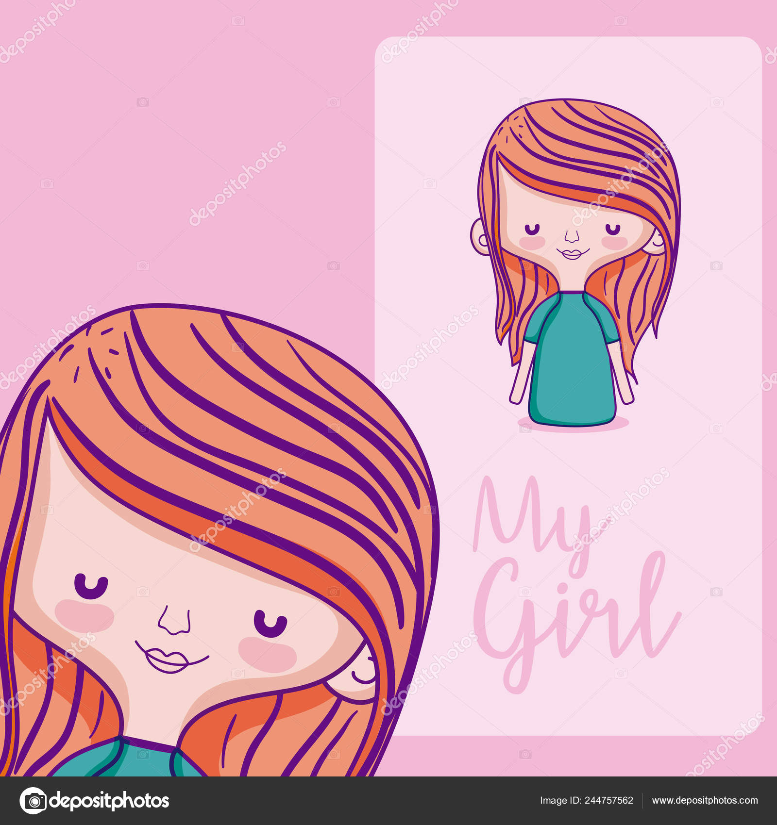 Beautiful Girl Cartoon Vector Illustration Graphic Design Stock Vector ...