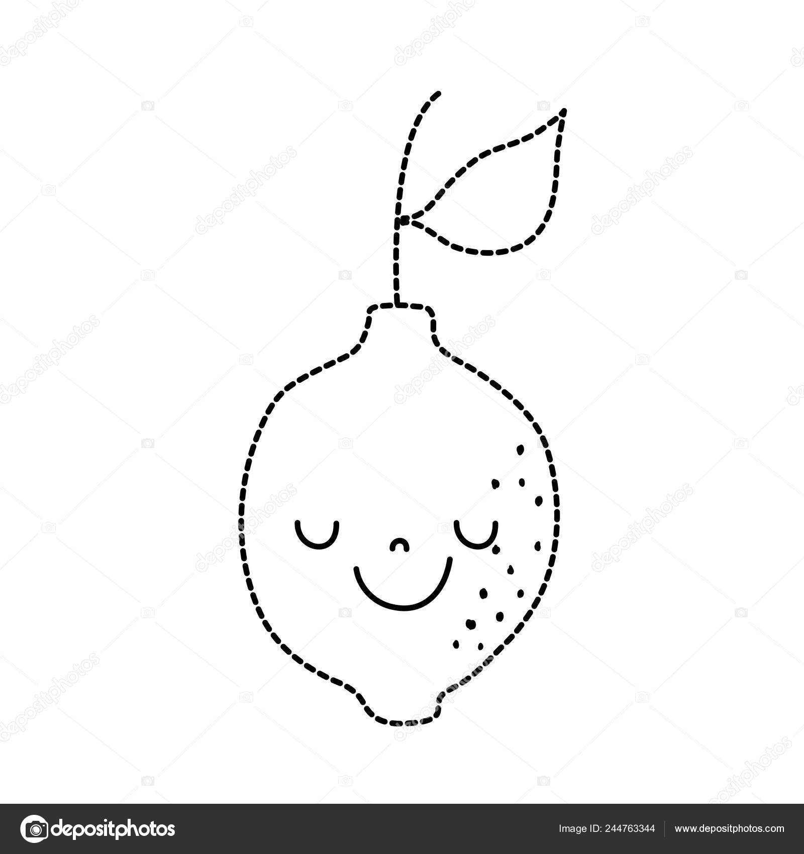Dotted Shape Happy Lemon Fruit Tender Kawaii Vector Illustration Stock ...
