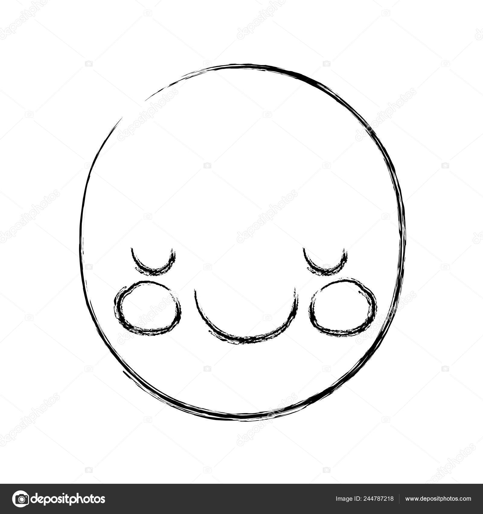 Figure Kawaii Cute Happy Face Expression Vector Illustration Stock ...