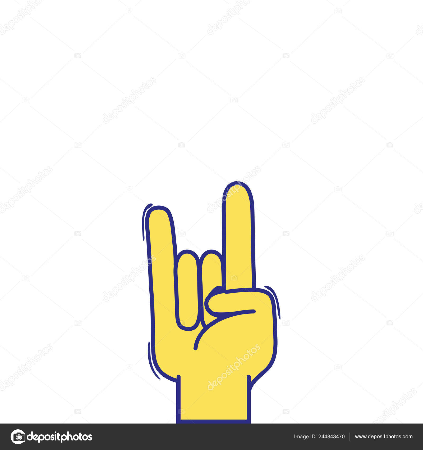 Full Color Hand Rock Gesture Symbol Communication Vector Illustration ...