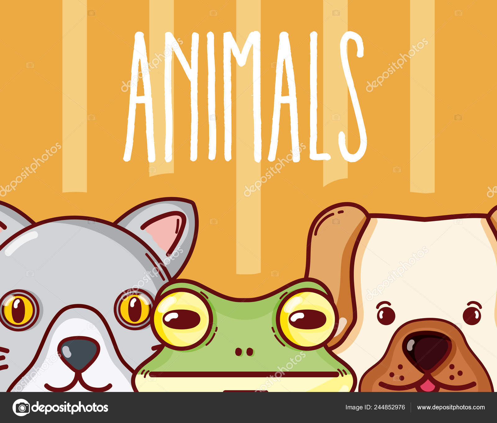 Vadon Élő Állatok Aranyos Rajzfilmek Vektoros Illusztráció Grafikai ...