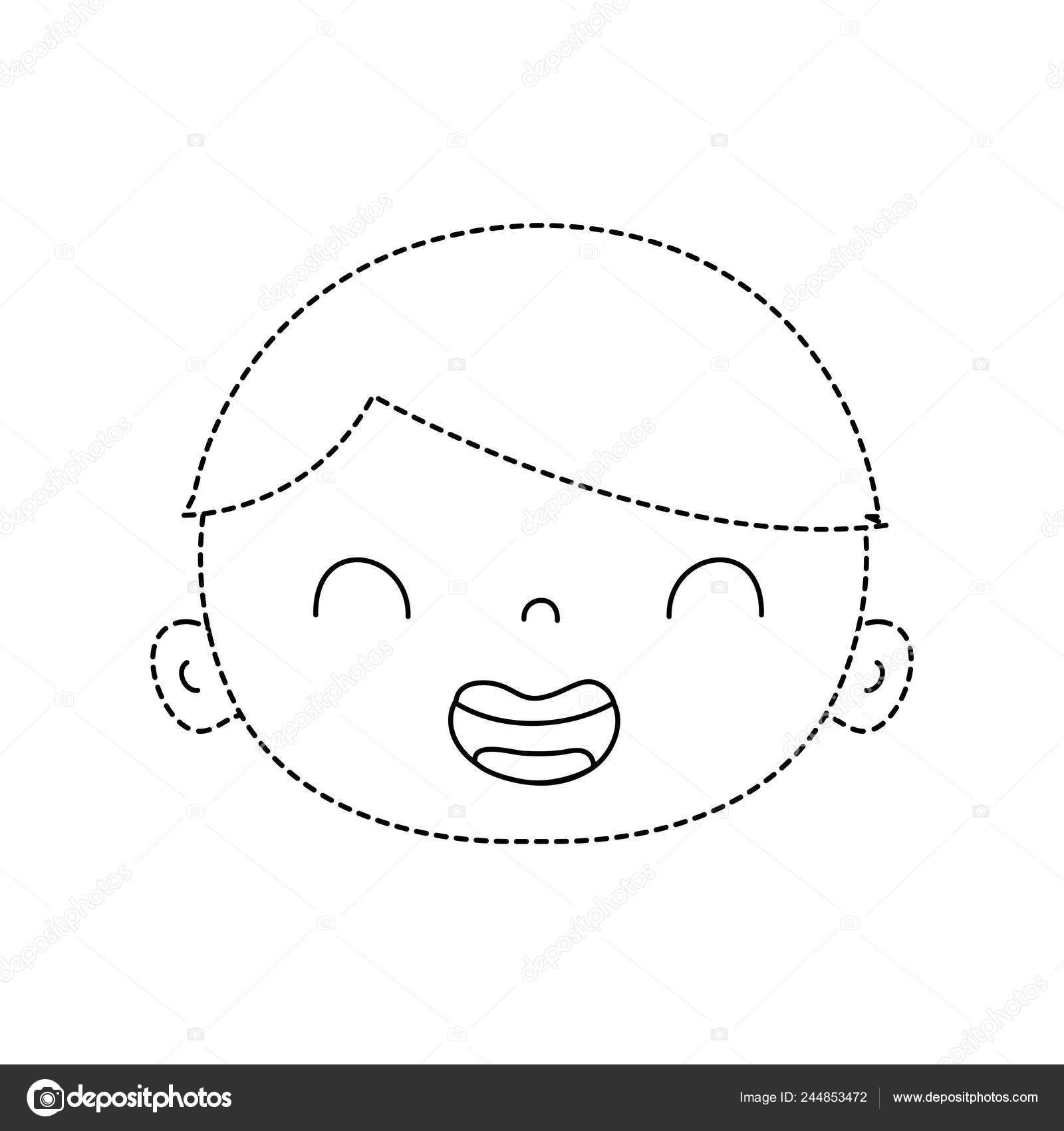 Dotted Shape Smile Avatar Boy Face Hair Vector Illustration Stock ...