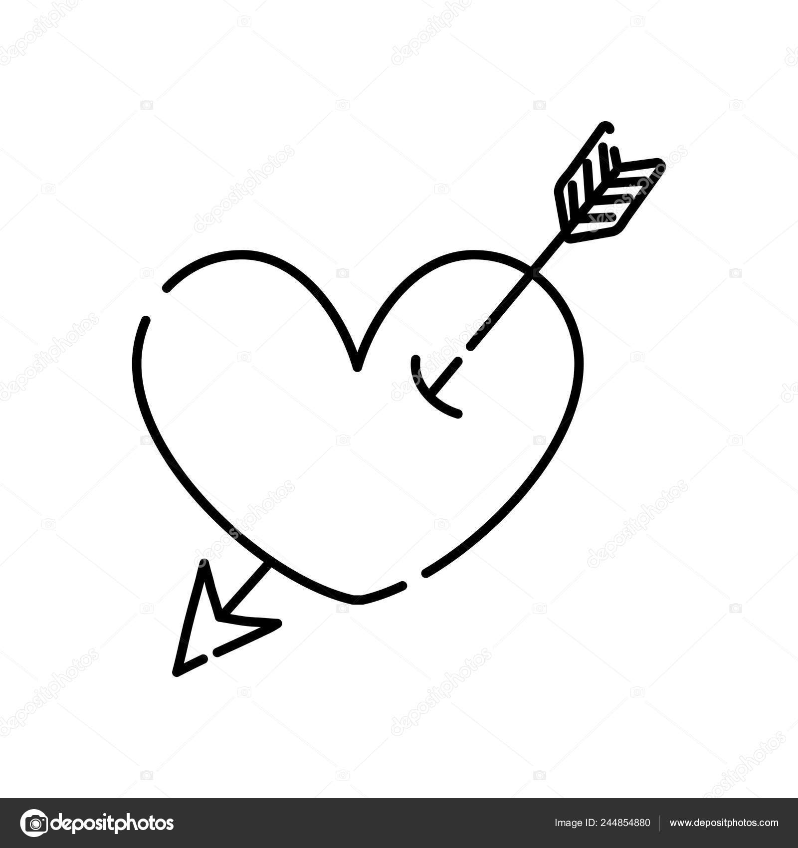 Linie Herz Symbol Der Liebe Mit Pfeil Stil Innerhalb Vektor Stock ...