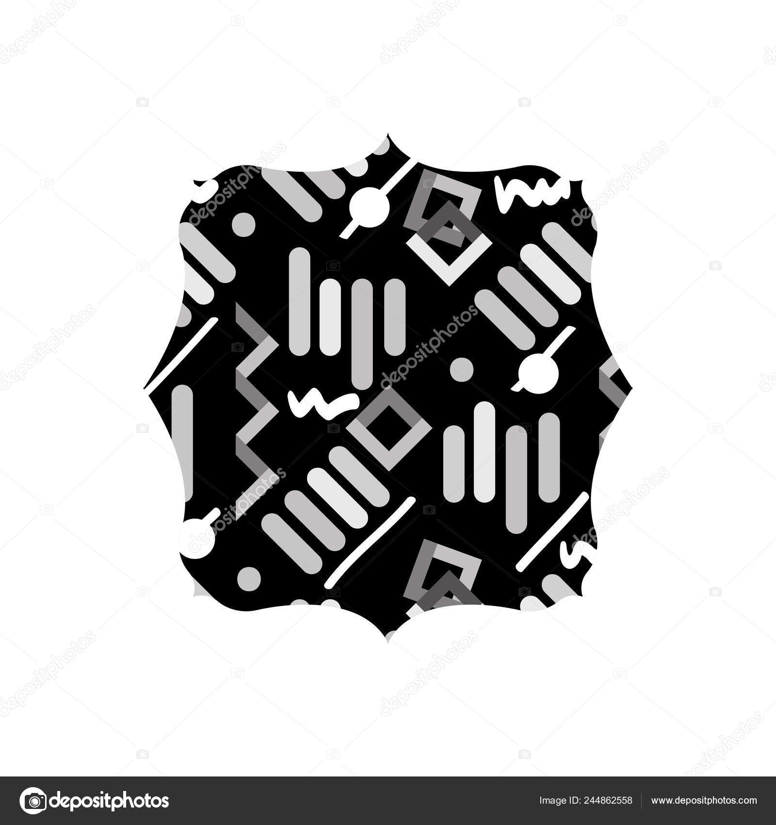 Grayscale Square Memphis Graphic Style Background Vector Illustration ...