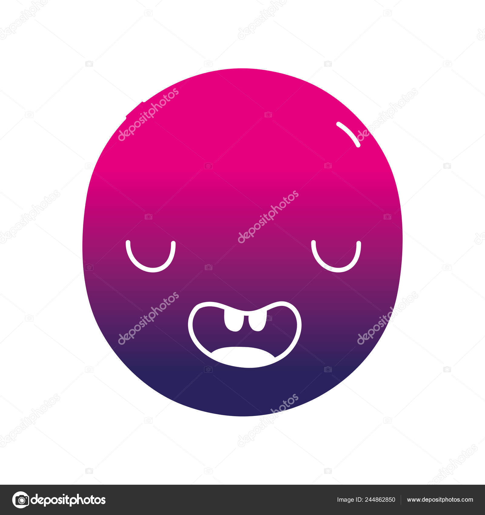 Silhouette Kawaii Cute Funny Face Expression Vector Illustration Stock ...