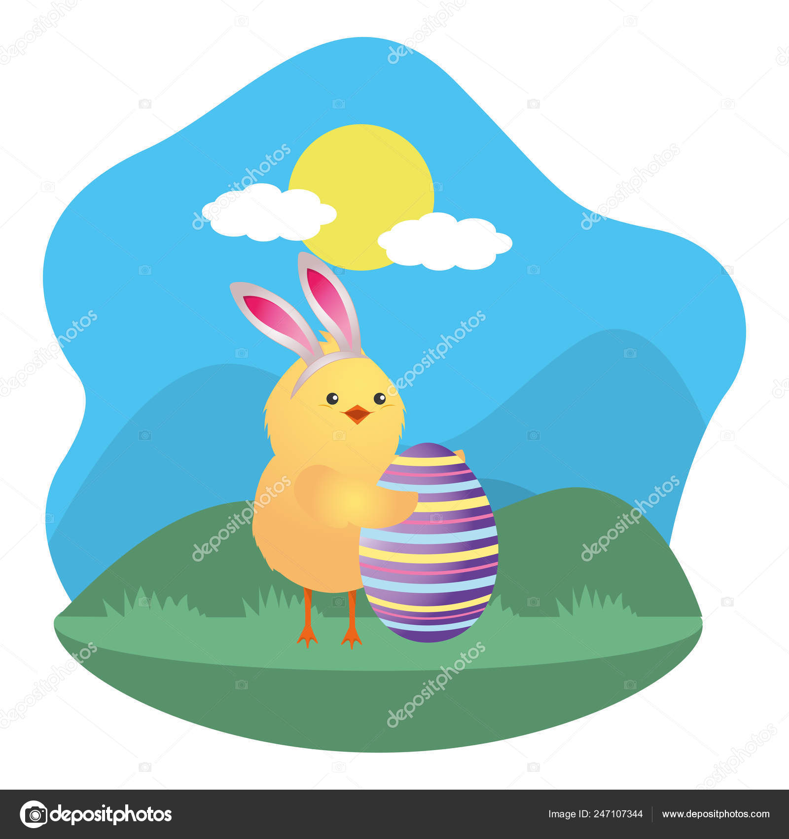 Easter chicken cartoon Stock Vector by ©stockgiu 247107344