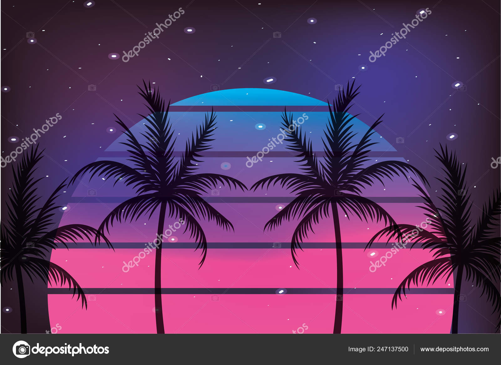 Beach landscape retro Stock Vector by ©stockgiu 247137500