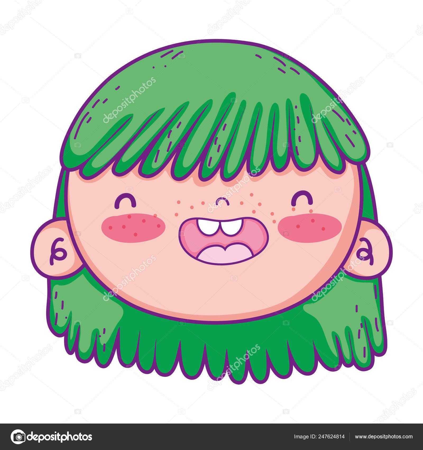 Cute little girl head character Stock Vector Image by ©stockgiu #247624814