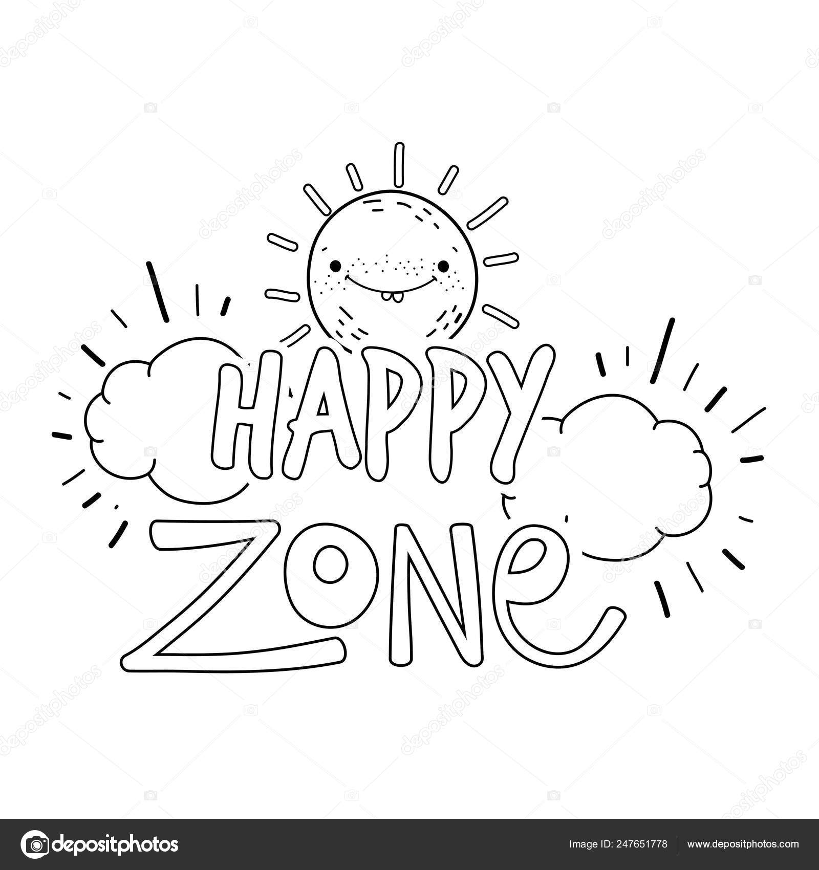Happy kids zone word label with sun kawaii Stock Vector by ©stockgiu ...